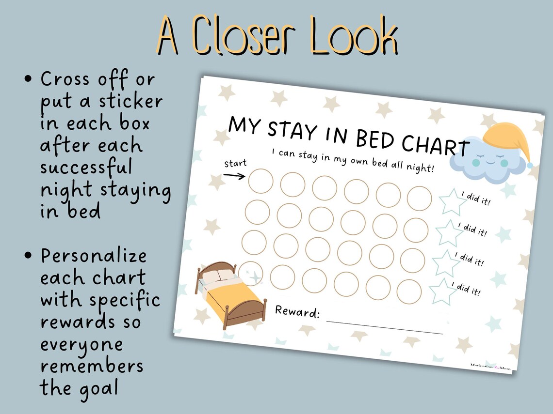 Printable Stay in Bed Chart for Kids | Toddler Bedtime Chart ...
