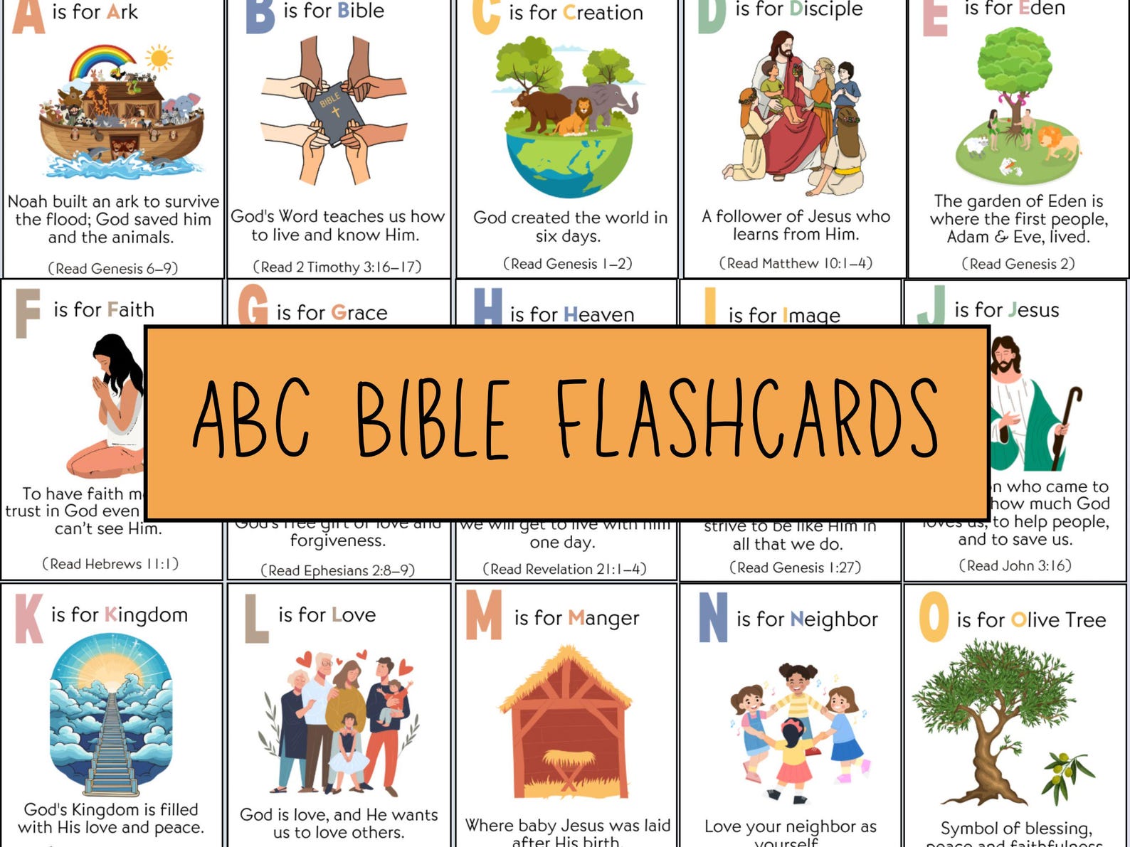 ABC Bible Flashcards | Printable Alphabet Flashcards for Christian Kids ...