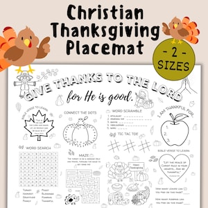 Printable Christian Thanksgiving Coloring Placemat for Kids | Bible ...
