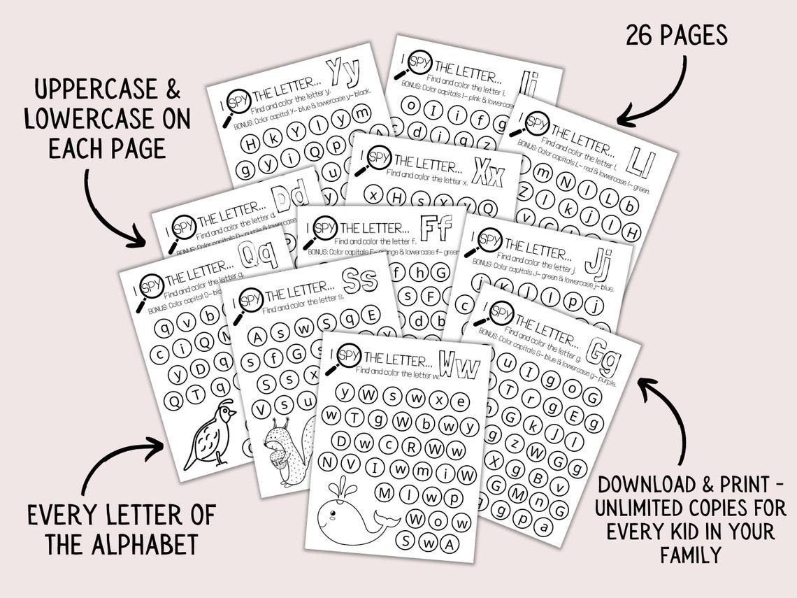 I Spy... Abcs Printable Worksheets Kids Alphabet Activities Preschool ...