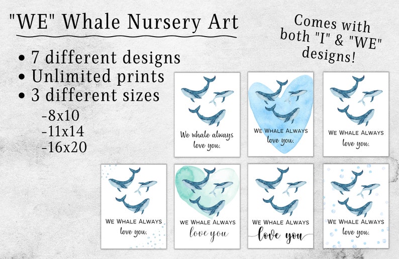 Ocean Nursery Wall Decor | I Whale Always Love You| Printable Nursery ...
