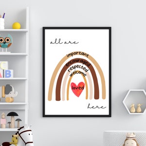 All Are Welcome Here Rainbow Art | Diversity Art | Printable Wall Art ...