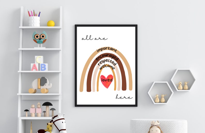All Are Welcome Here Rainbow Art | Diversity Art | Printable Wall Art ...