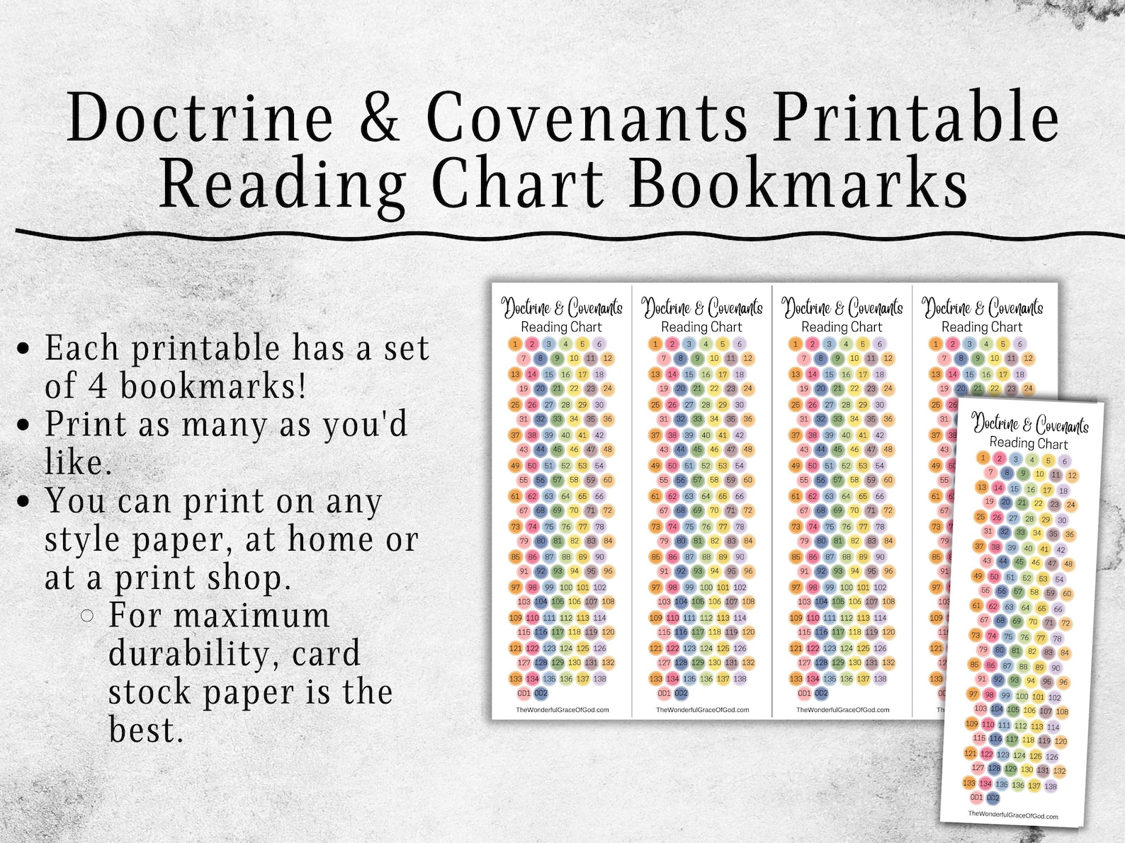 D&C Reading Chart Bookmark | Printable Bookmark for Doctrine and ...