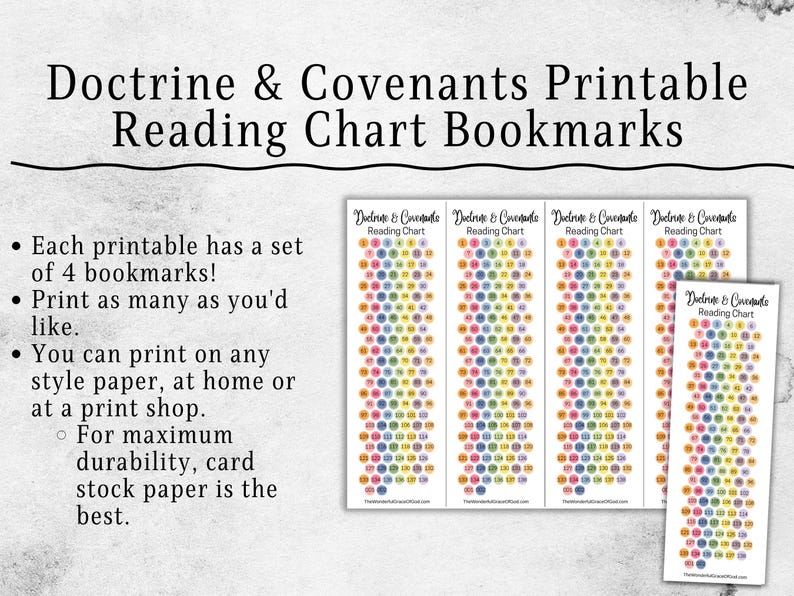 D&C Reading Chart Bookmark | Printable Bookmark for Doctrine and ...