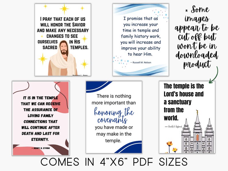 Printable LDS Temple Quote Cards | Set of 15 Inspirational Quotes About ...
