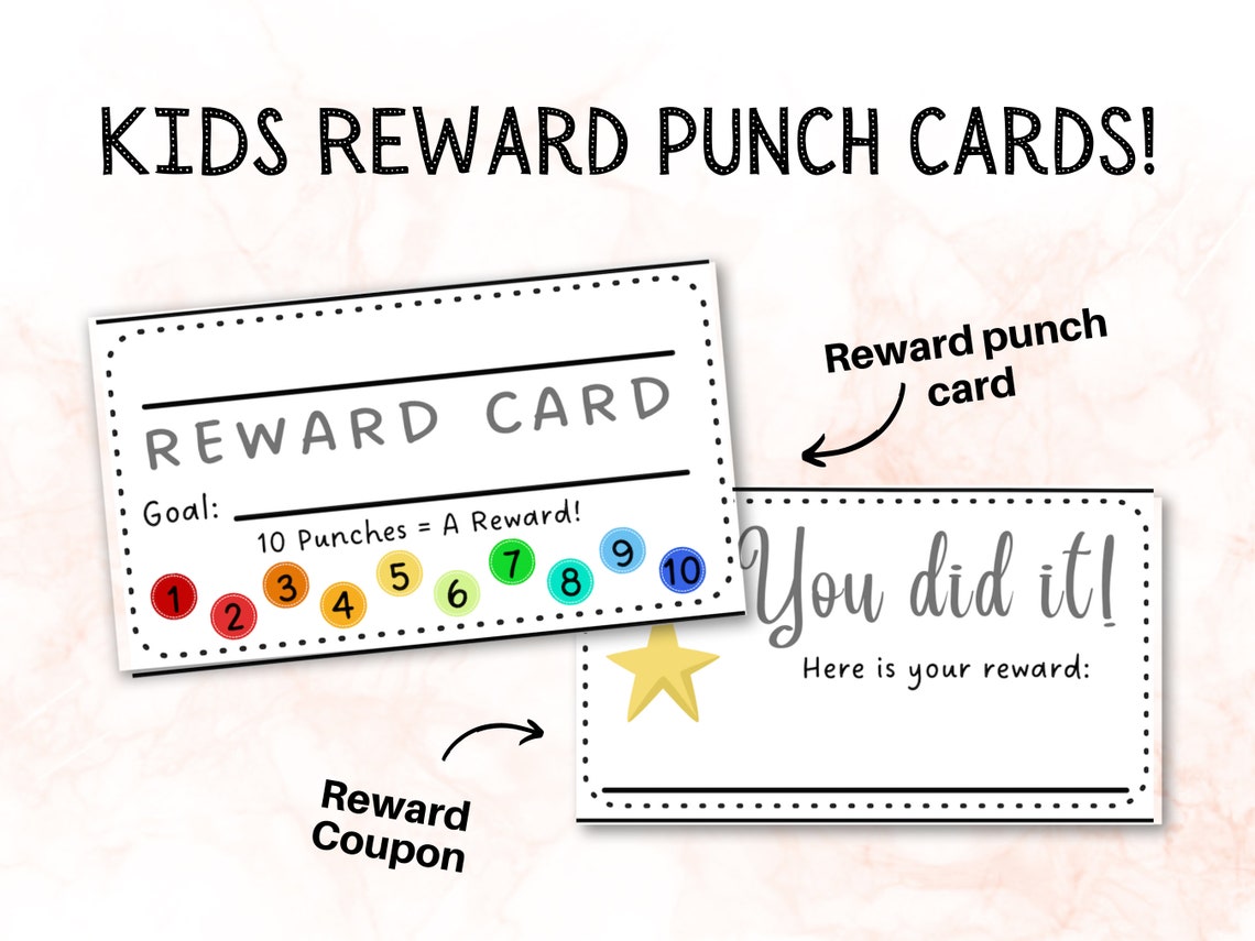 Kids Printable Reward Cards Reward Punch Card for Kids Reward Coupons ...