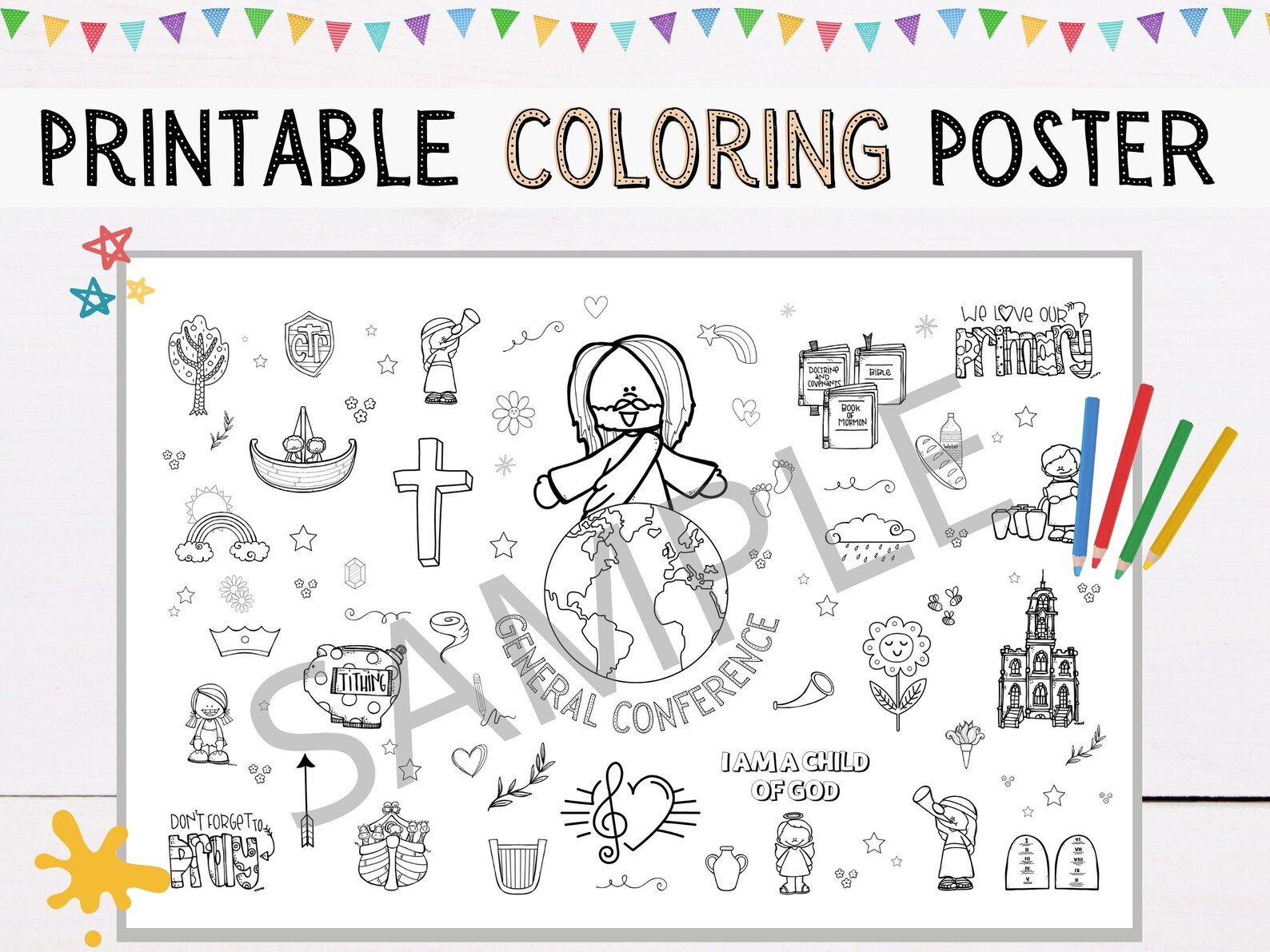 LDS General Conference Coloring Poster for Kids | April 2025 | LDS ...