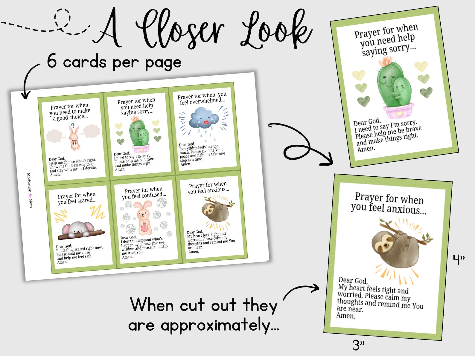 Printable Prayer Cards for Kids | 30 Emotions-based Christian Prayers ...