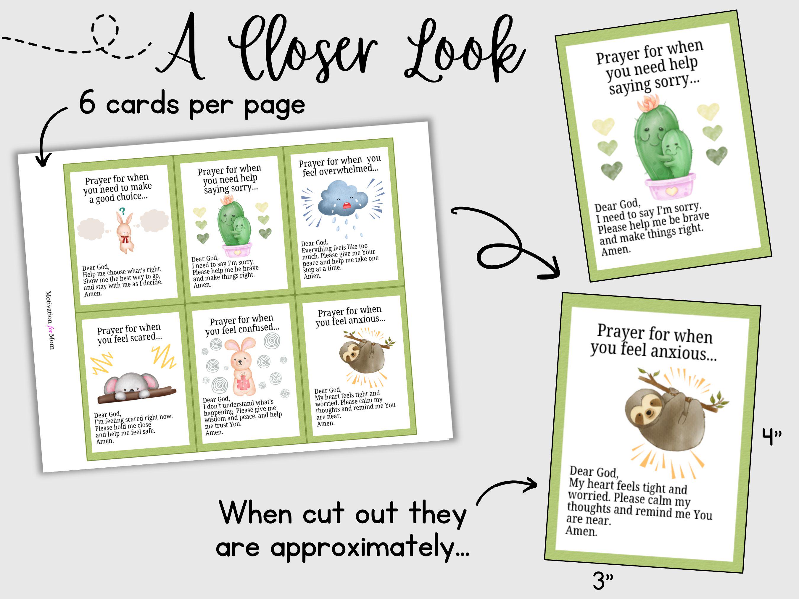 Printable Prayer Cards for Kids | 30 Emotions-based Christian Prayers ...