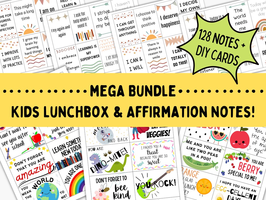 Lunch Box Notes for Kids Mega Pack | Positive Affirmations for Kids ...