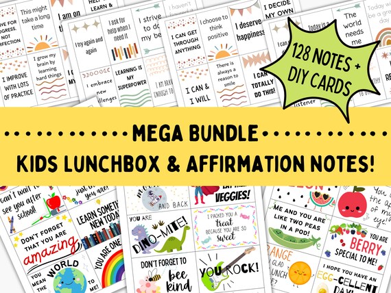 Lunch Box Notes for Kids Mega Pack Positive Affirmations for - Etsy