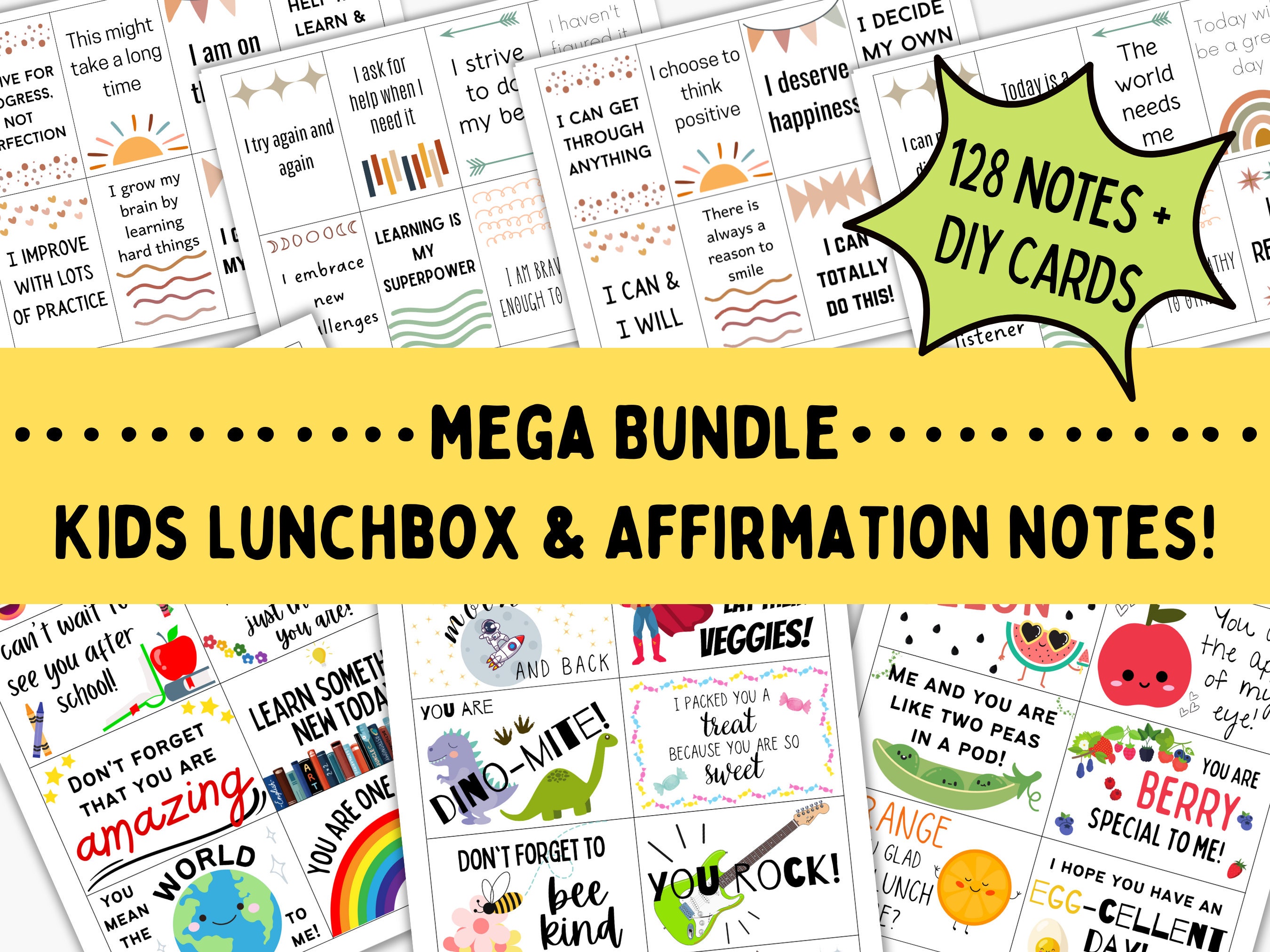 Lunch Box Notes for Kids Mega Pack | Positive Affirmations for Kids ...