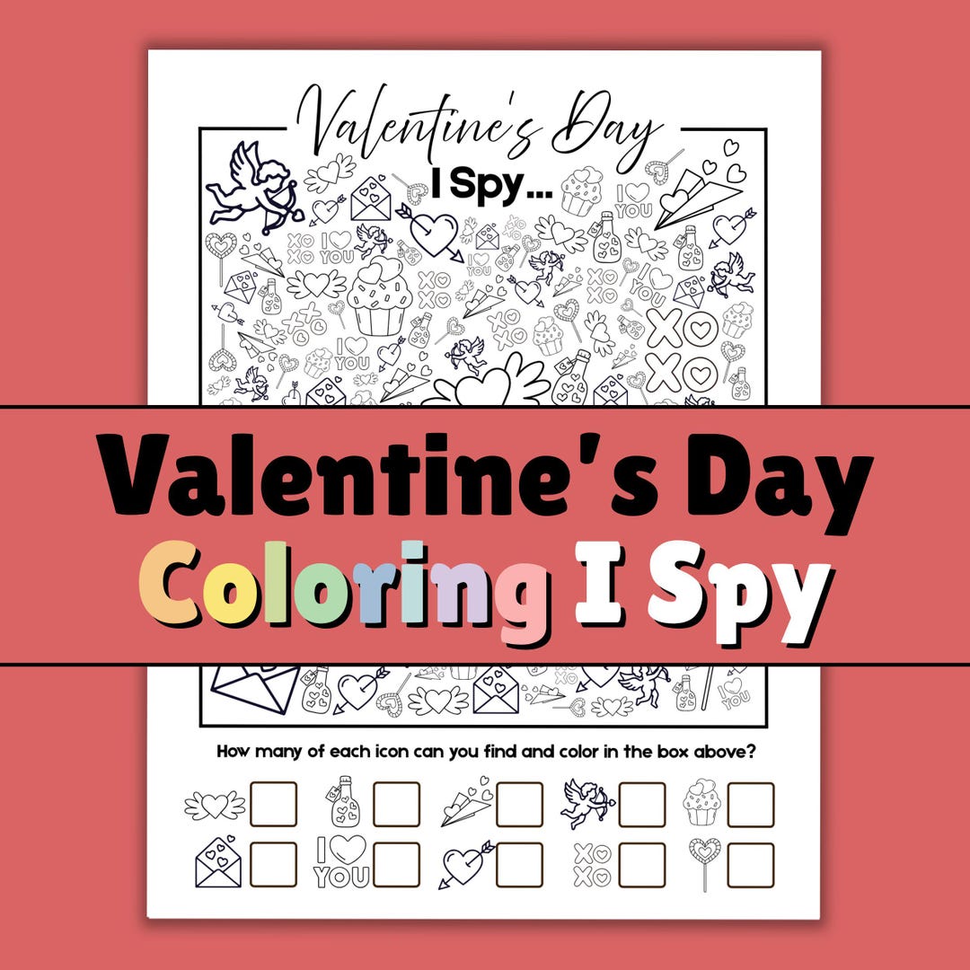 Printable Valentine’s Day I Spy Coloring Game | Valentine I Spy for ...