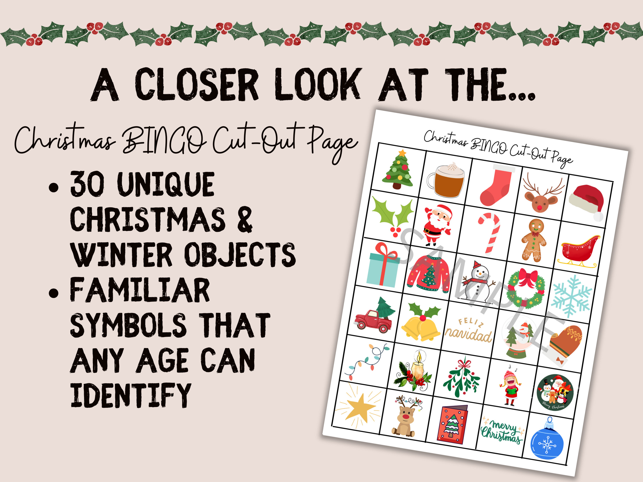 Christmas Bingo Printable Kids Christmas Activity Christmas Bingo Game ...