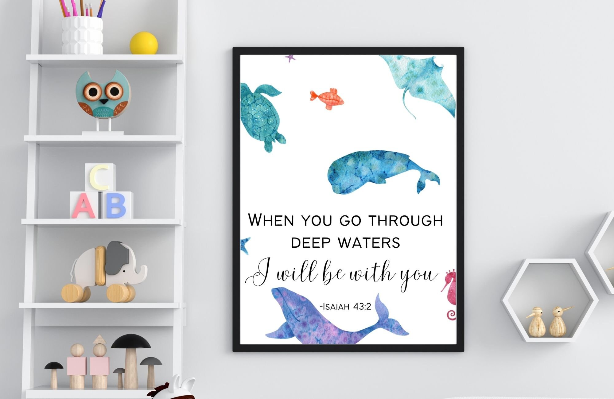 When You Go Through Deep Waters Ocean Nursery Wall Decor Printable ...