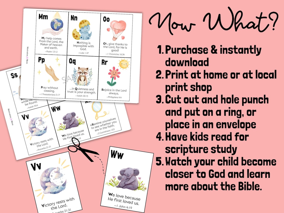 Printable ABC Bible Verses for Kids | 26 Scripture Cards A–Z ...