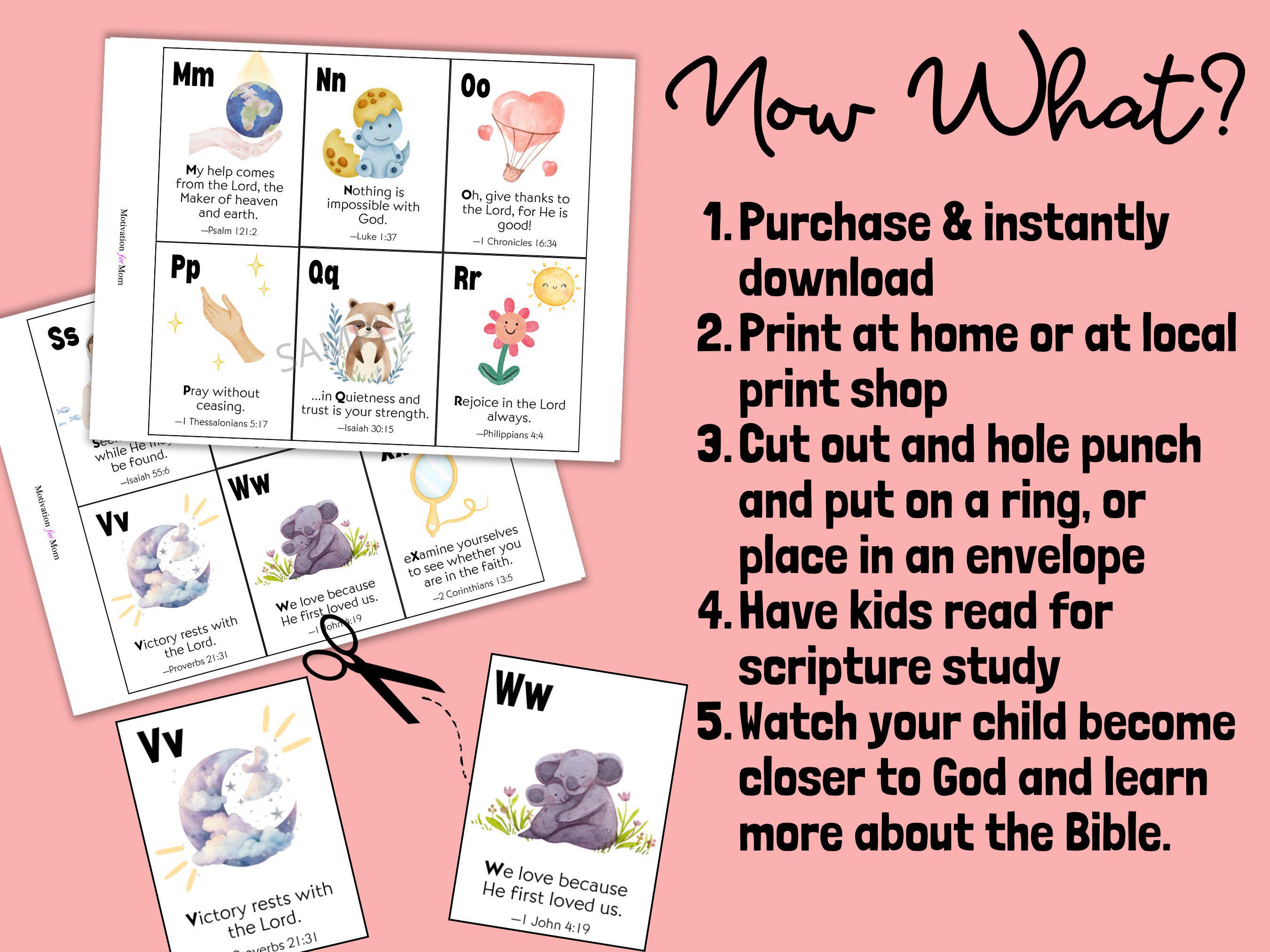 Printable ABC Bible Verses for Kids | 26 Scripture Cards A–Z ...