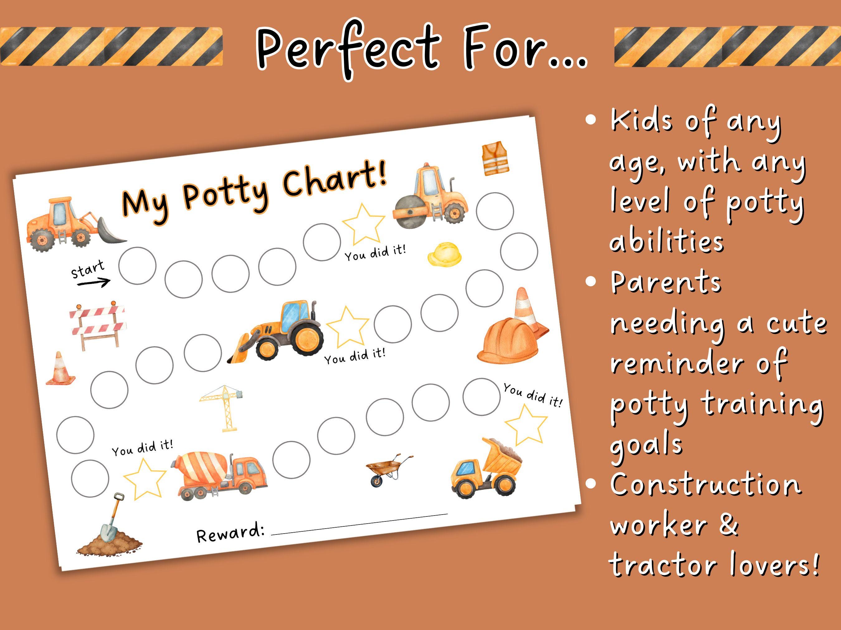 Printable Potty Training Chart Construction Themed | Toddler Potty ...