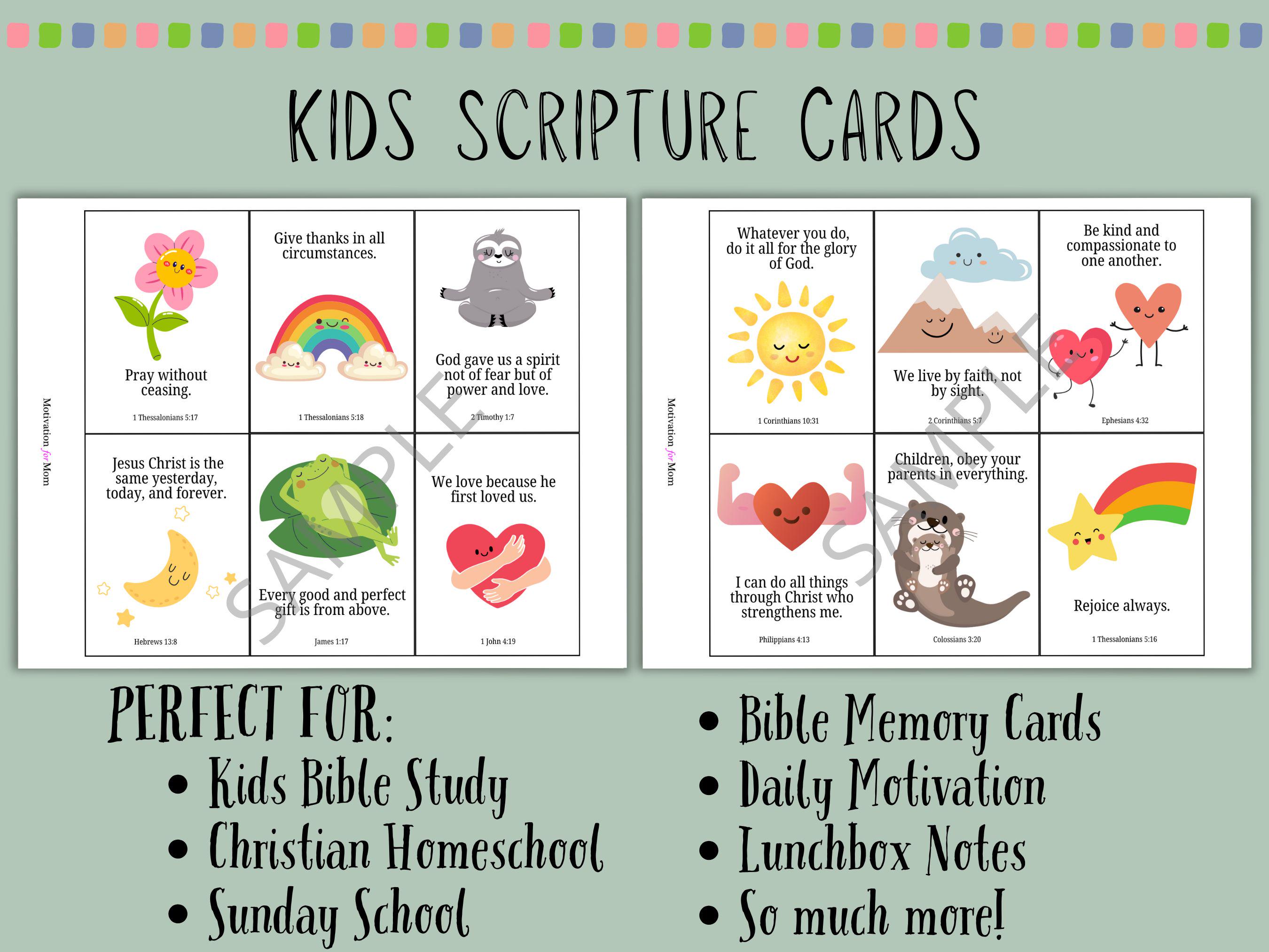 Bible Verse Cards for Kids | Printable Scripture Cards for Children ...