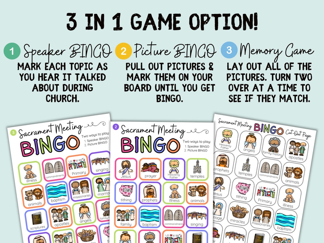 Sacrament Games | BINGO | LDS Games for Kids | Printable Church Bingo ...
