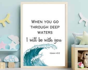 When You Go Through Deep Waters Ocean Nursery Wall Decor Printable ...