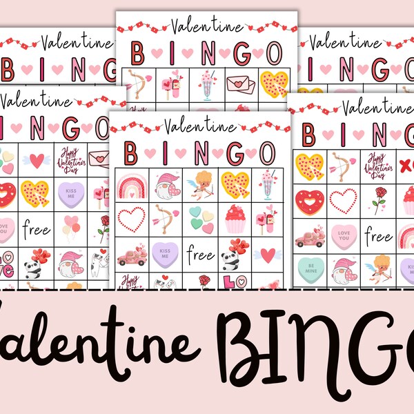 Valentine Bingo Cards - Etsy