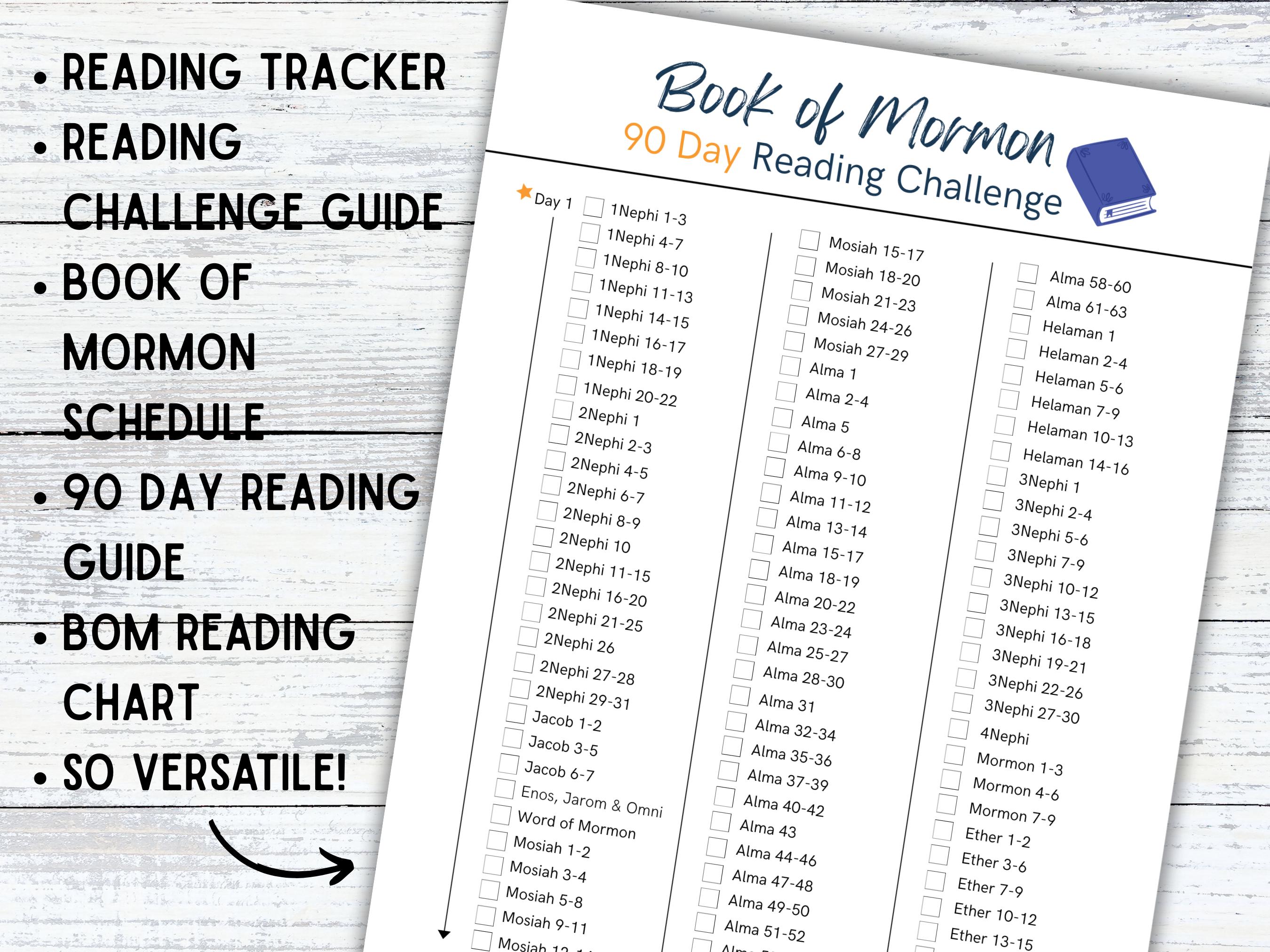 90 Day Book of Mormon Reading Chart | Printable Reading Chart | LDS ...