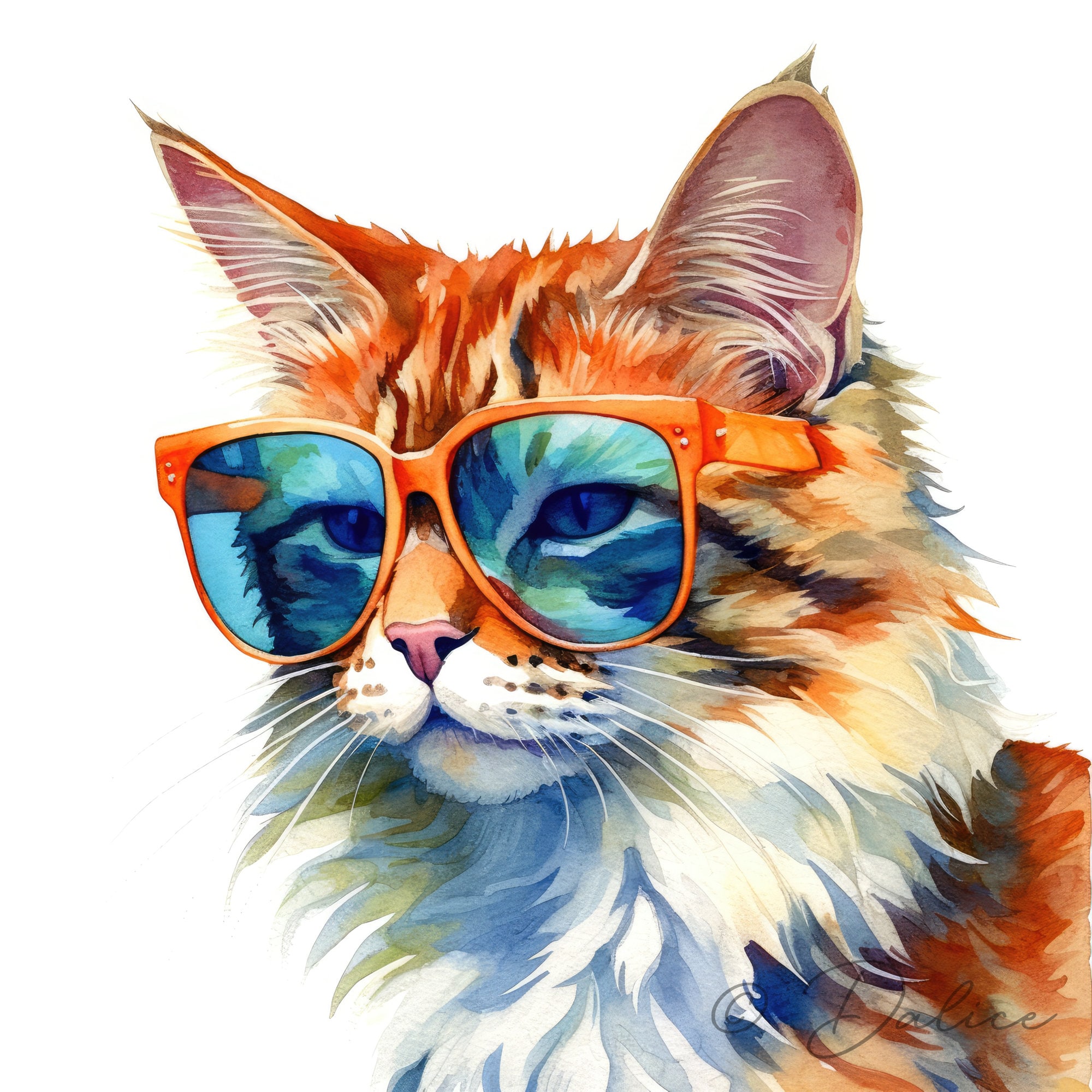 Cat Wearing Sunglasses Clip Art 12 High Quality Images - Etsy