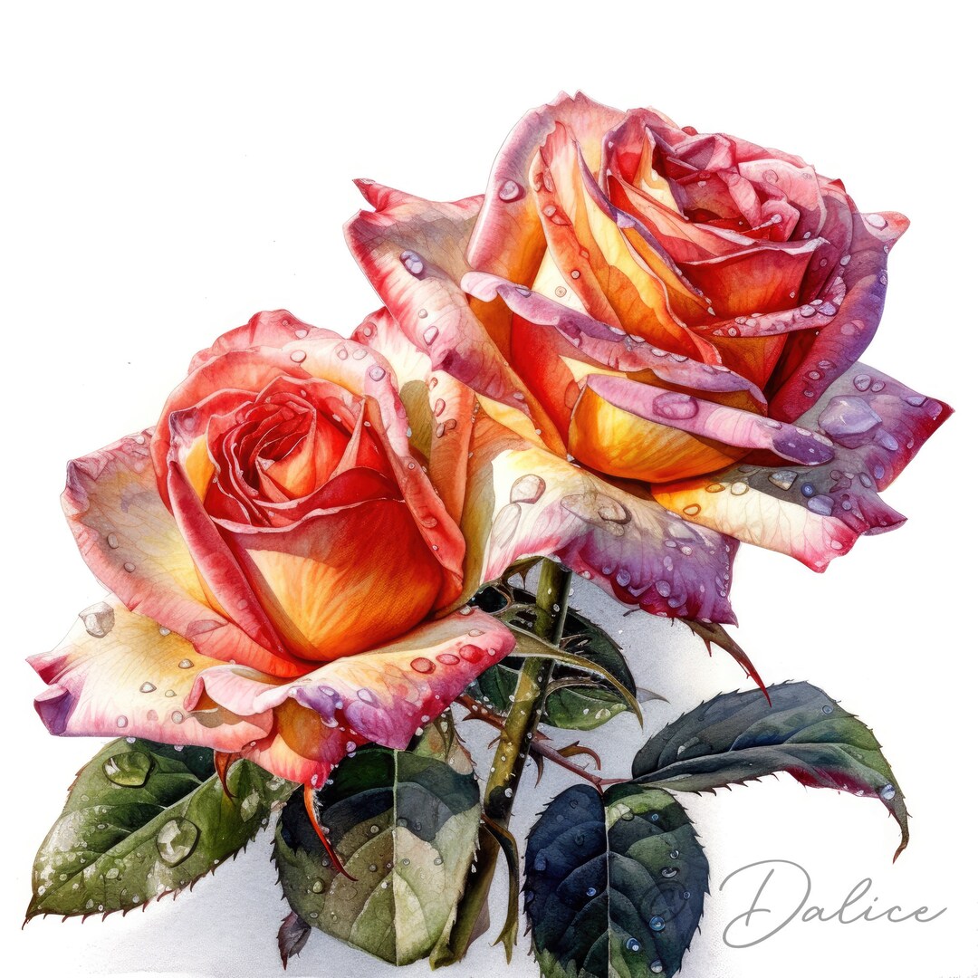 Hybrid Tea Roses Clip Art - 12 High Quality Images - Digital Planner ...