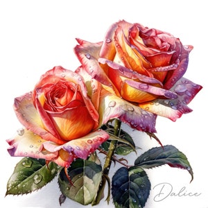 Hybrid Tea Roses Clip Art - 12 High Quality Images - Digital Planner ...
