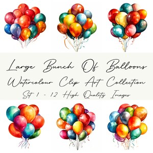Large Bunch of Balloons Clip Art - 12 High Quality Images - Digital ...