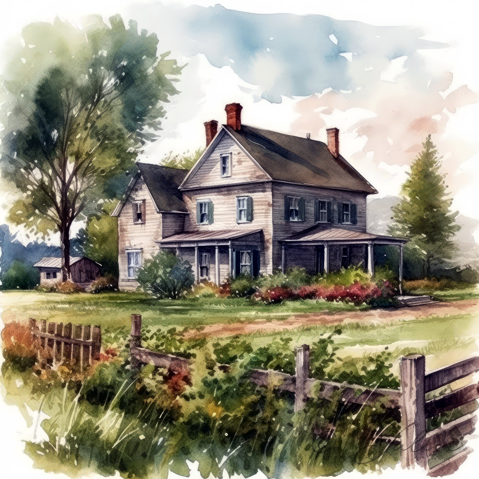 Traditional Farmhouse Clip Art 12 High Quality Images - Etsy