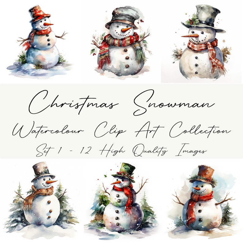 Christmas Snowman Clip Art 12 High Quality Images Digital - Etsy