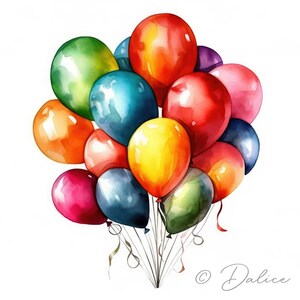 Large Bunch of Balloons Clip Art - 12 High Quality Images - Digital ...