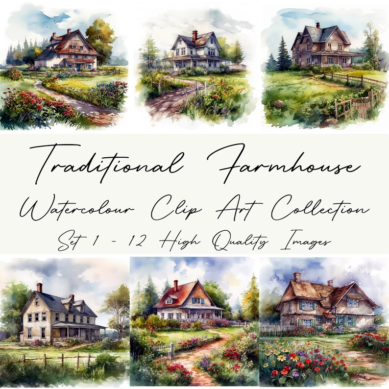 Traditional Farmhouse Clip Art 12 High Quality Images - Etsy