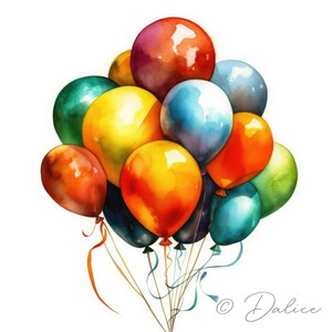 Large Bunch of Balloons Clip Art 12 High Quality Images Digital Planner ...