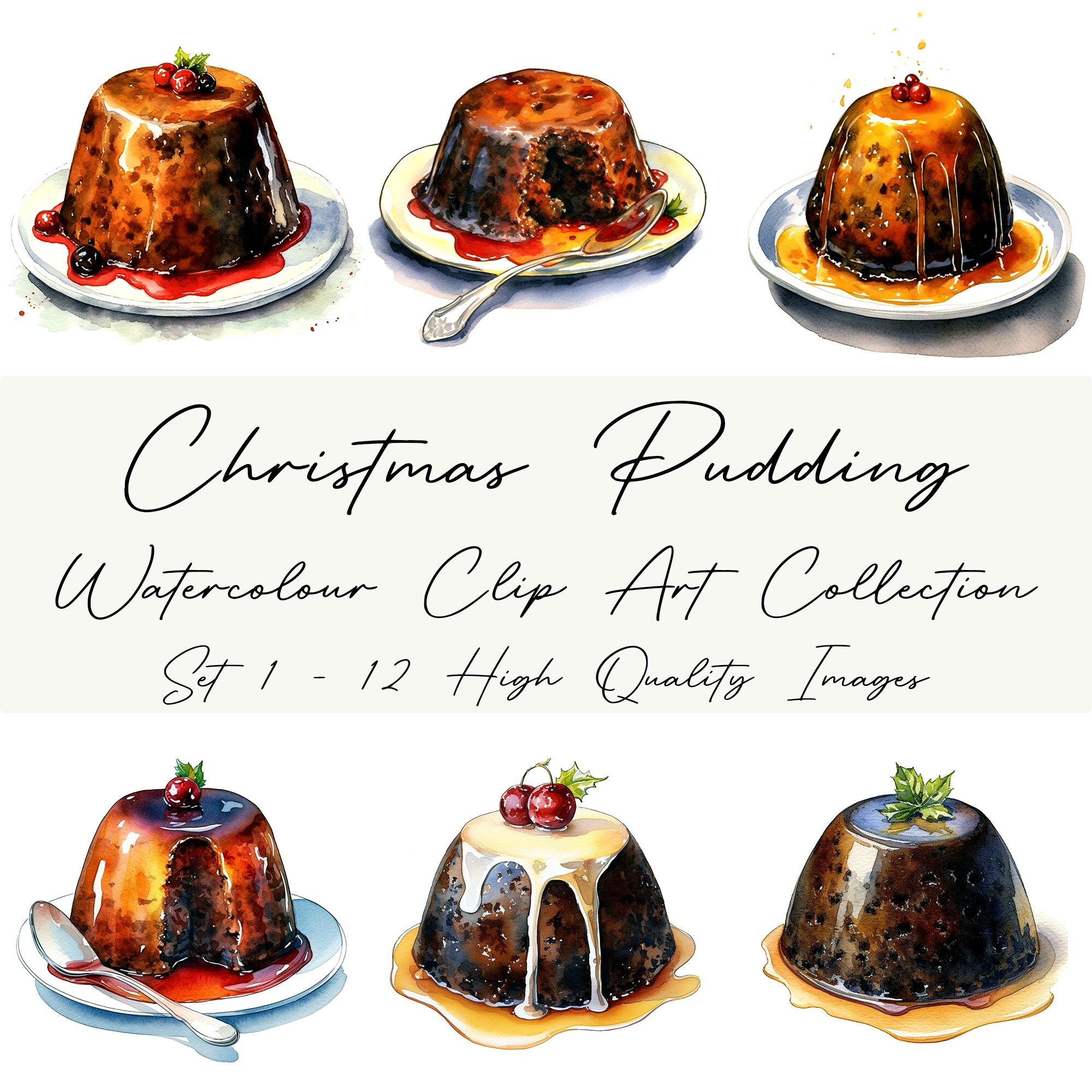 Christmas Pudding Clip Art 12 High Quality Images Digital Planner ...