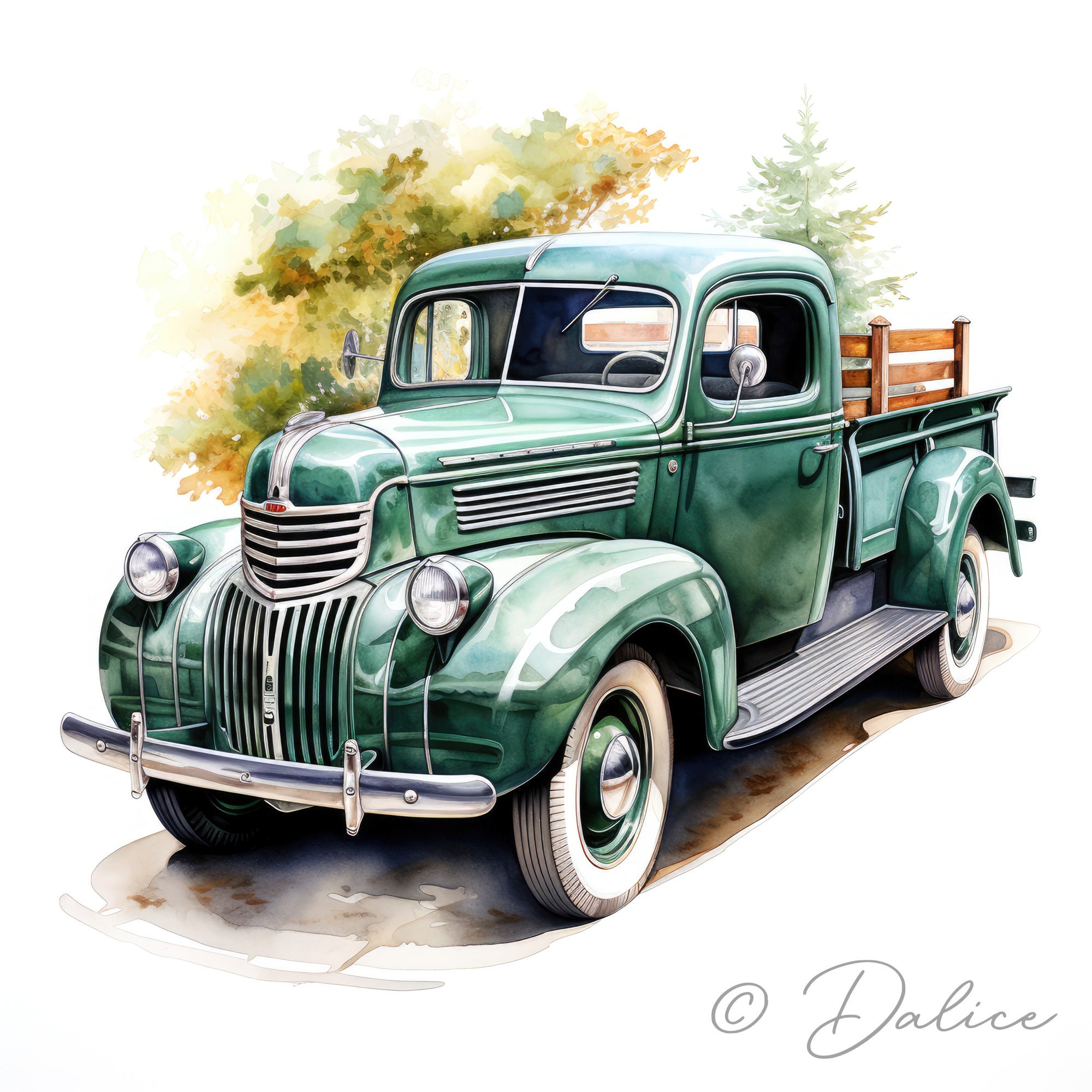 Vintage Pickup Truck Clip Art 12 High Quality Images Digital Planner ...