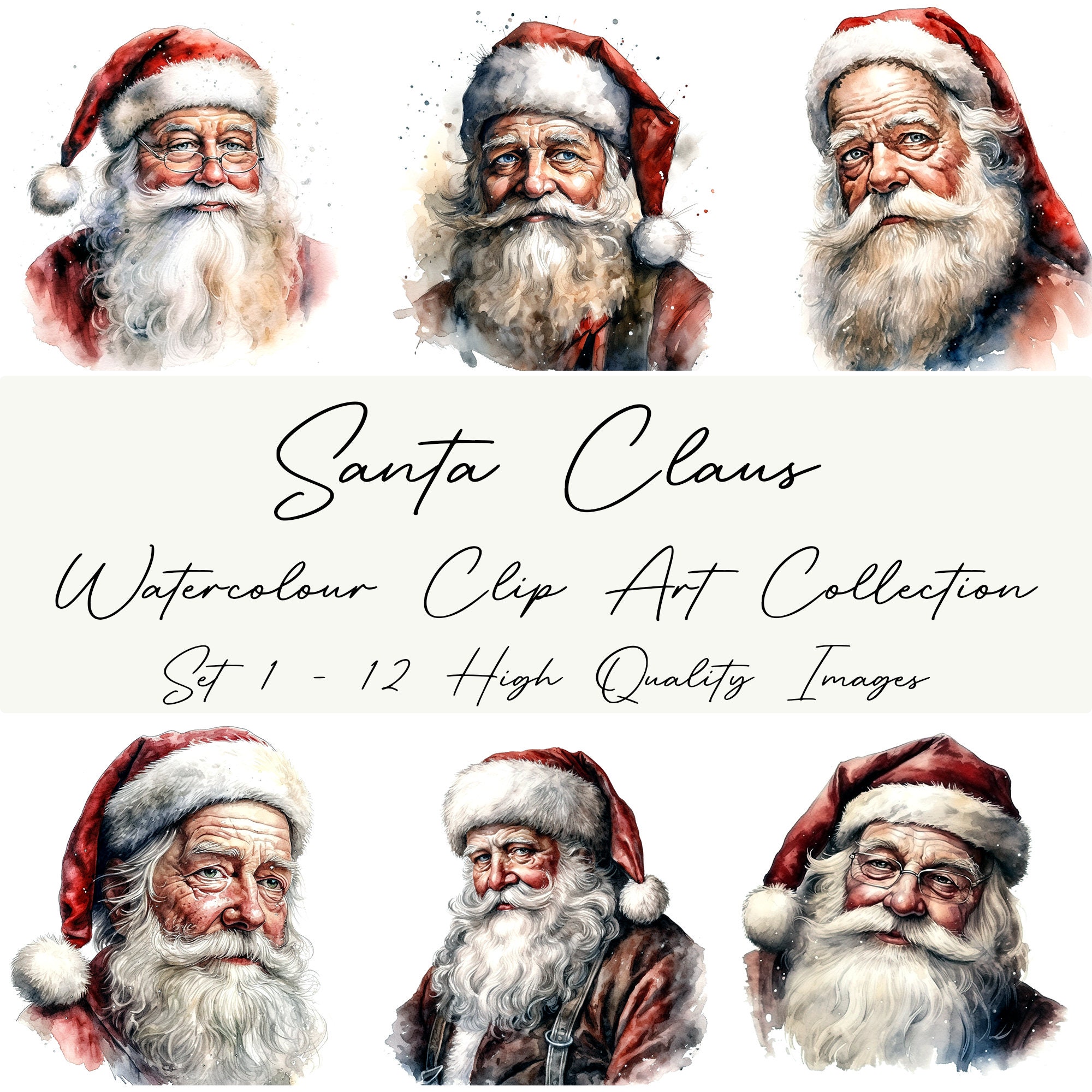 Santa Claus Clip Art 12 High Quality Images Digital Planner, Watercolor ...