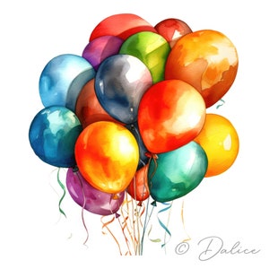 Large Bunch of Balloons Clip Art 12 High Quality Images Digital Planner ...