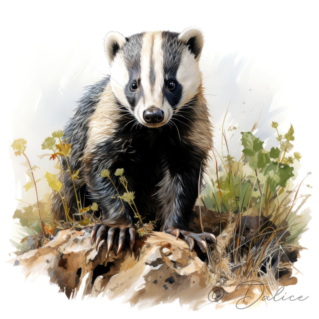 Badger Clip Art - 12 High Quality Images - Digital Planner, Watercolor ...