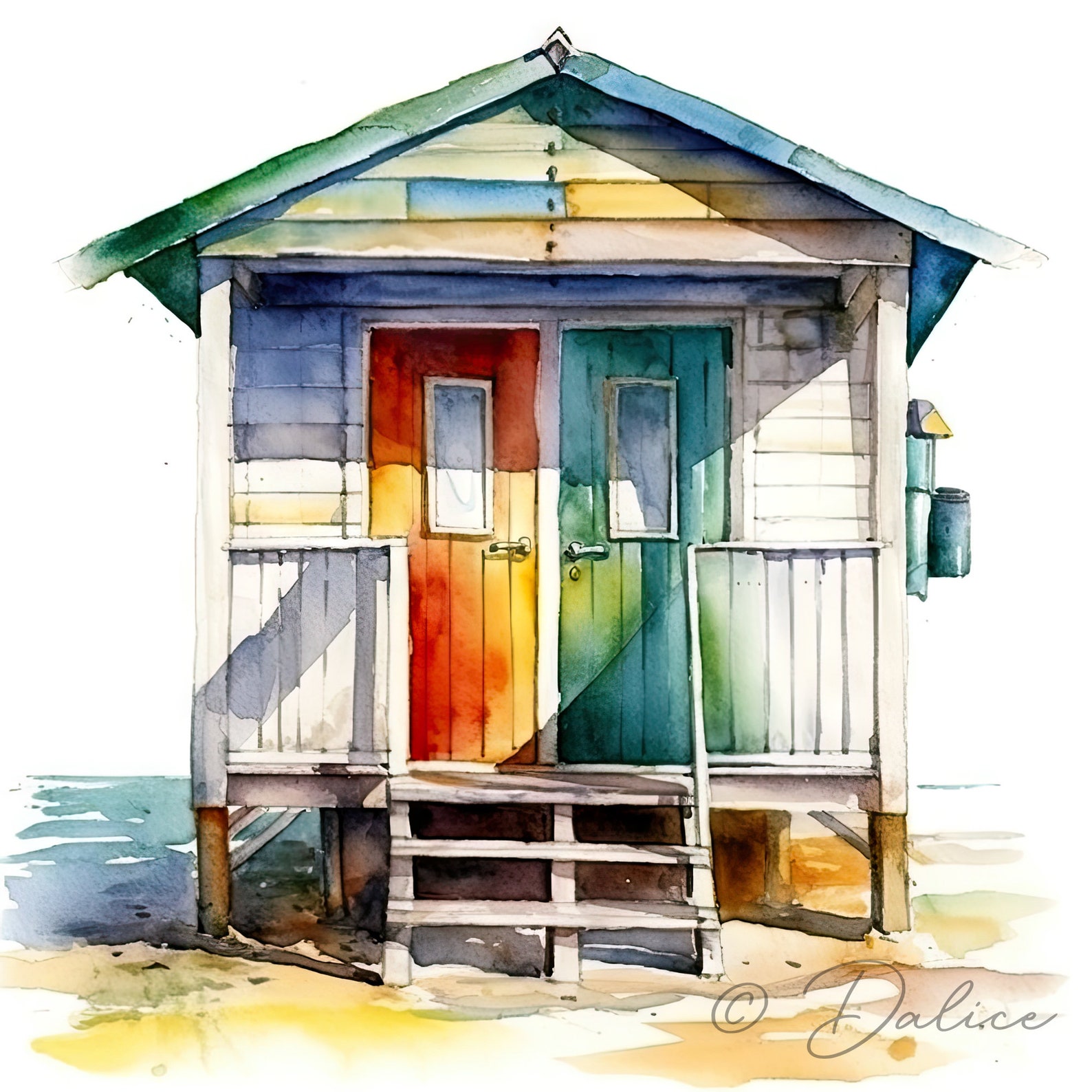 Beach Huts Clip Art 12 High Quality Images Digital Planner, Watercolor ...