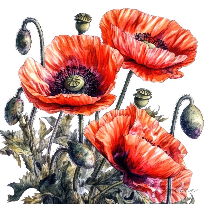 Poppies Clip Art 12 High Quality Images Digital Planner - Etsy
