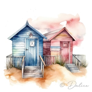 Beach Huts Clip Art - 12 High Quality Images - Digital Planner ...