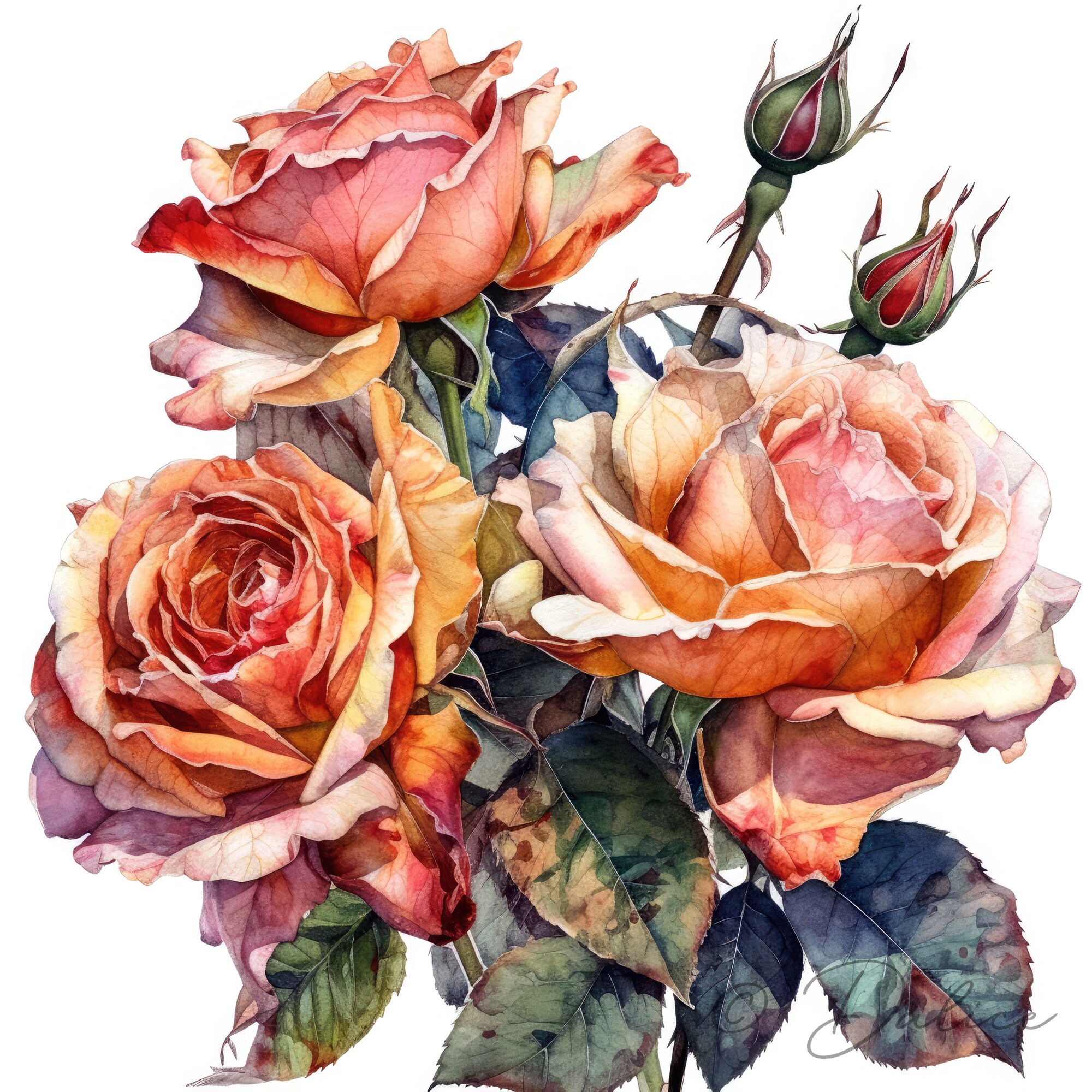 Hybrid Tea Roses Clip Art 12 High Quality Images Digital - Etsy