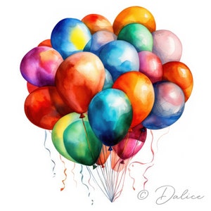 Large Bunch of Balloons Clip Art 12 High Quality Images Digital Planner ...