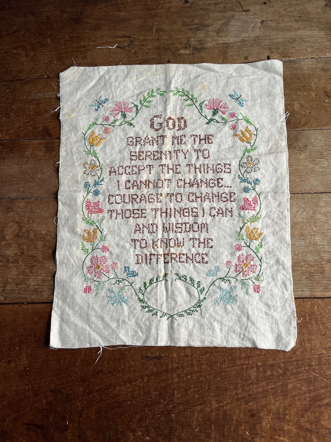 Vintage 1940s Cross Stitch Saying Motto Prayer on Linen - Etsy