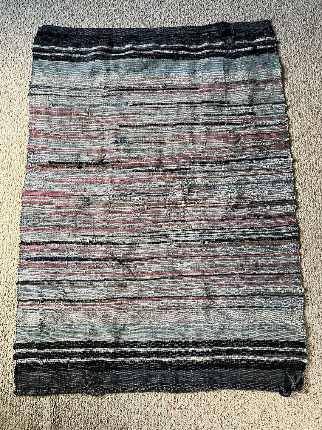Vintage Antique 1920 1930s Rag Rug as Is - Etsy