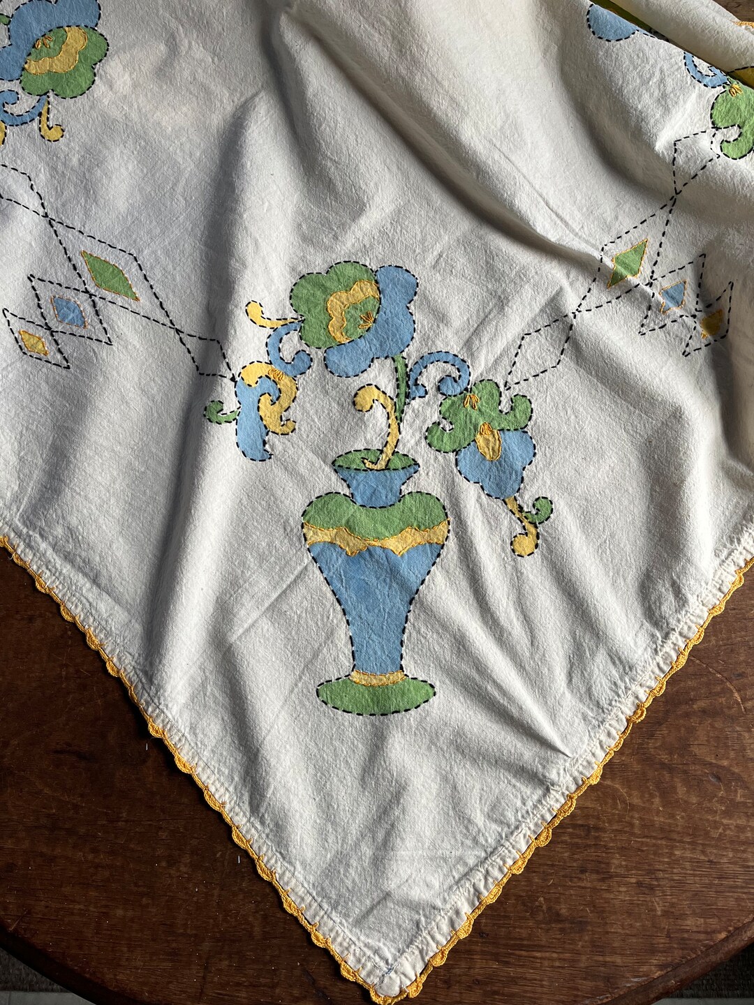 Vintage 1920s 1930s Embroidered and Stamped Muslin and Crochet ...
